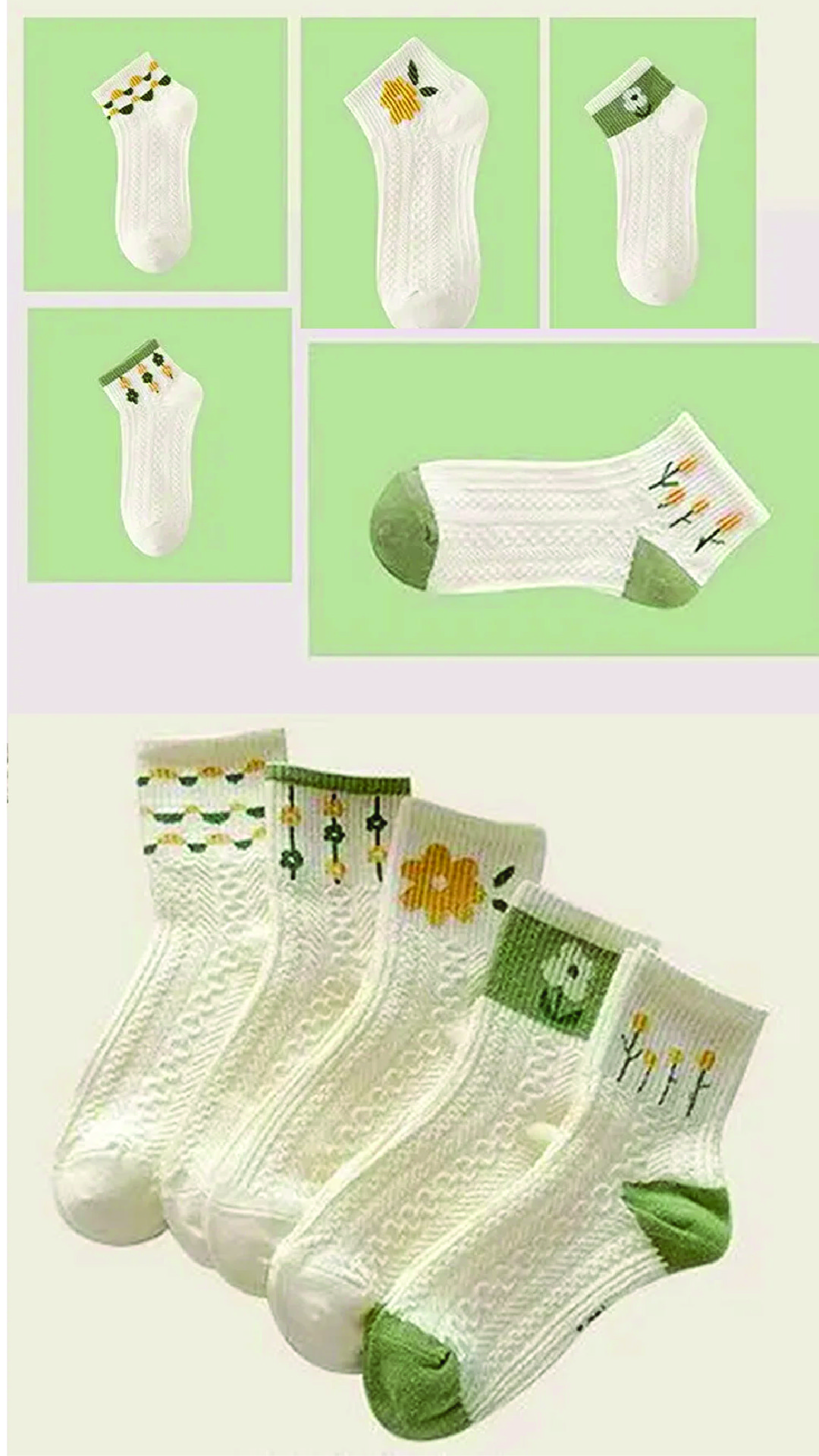 Çekmece 5'li Kadın Desenli Patik ÇİÇEK BASKI | Çekmece Online