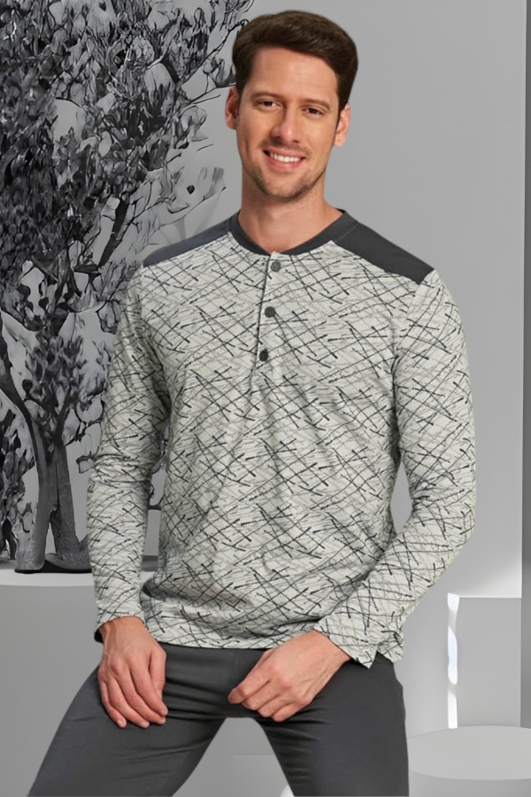 Poleren 1016 Erkek Pijama Takımı Gri | Çekmece Online